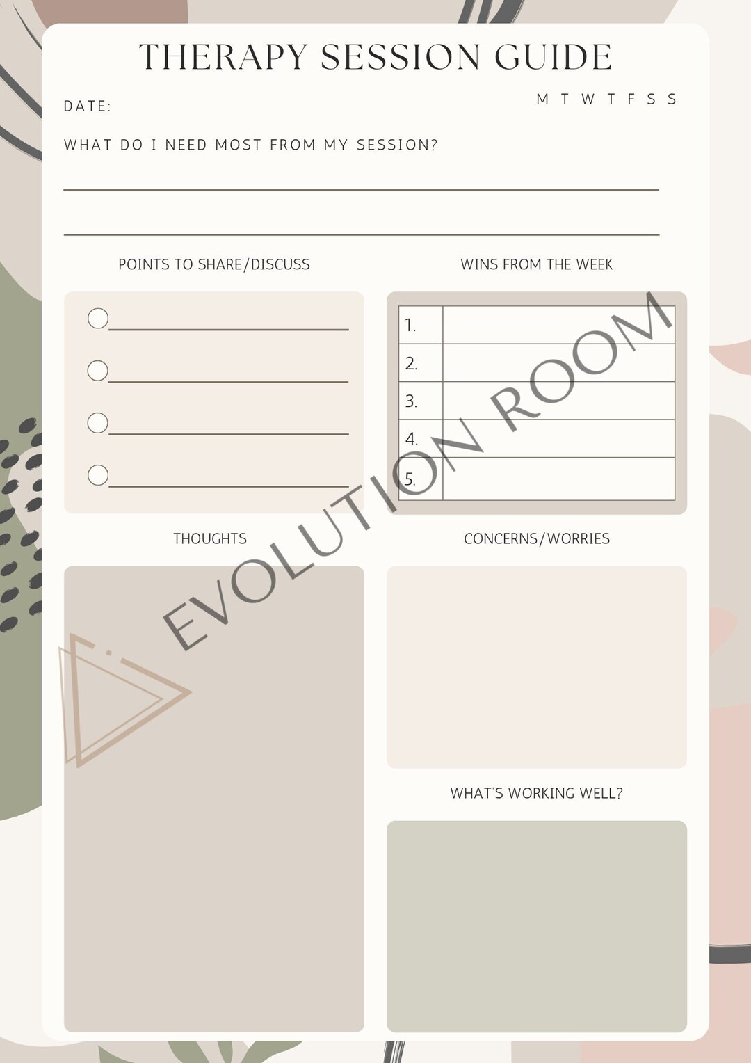 Therapy Session Reflection Guide, Post Therapy Check-in, Therapy Tools ...