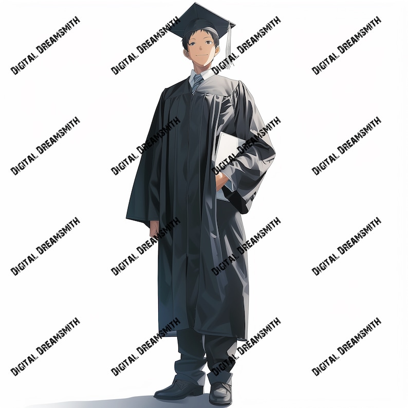 Boys Graduation Cap and Gown Clip Art, Diverse Students (PNG JPG) - Etsy