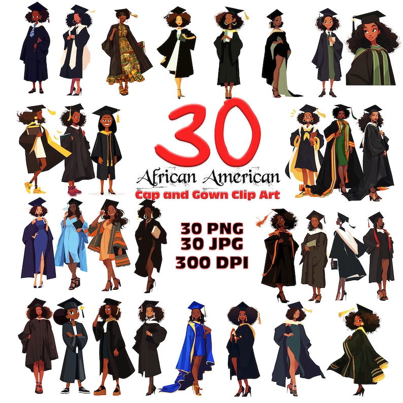 African American Graduation Clipart, Diploma, 30 Pack Graduation Clip ...