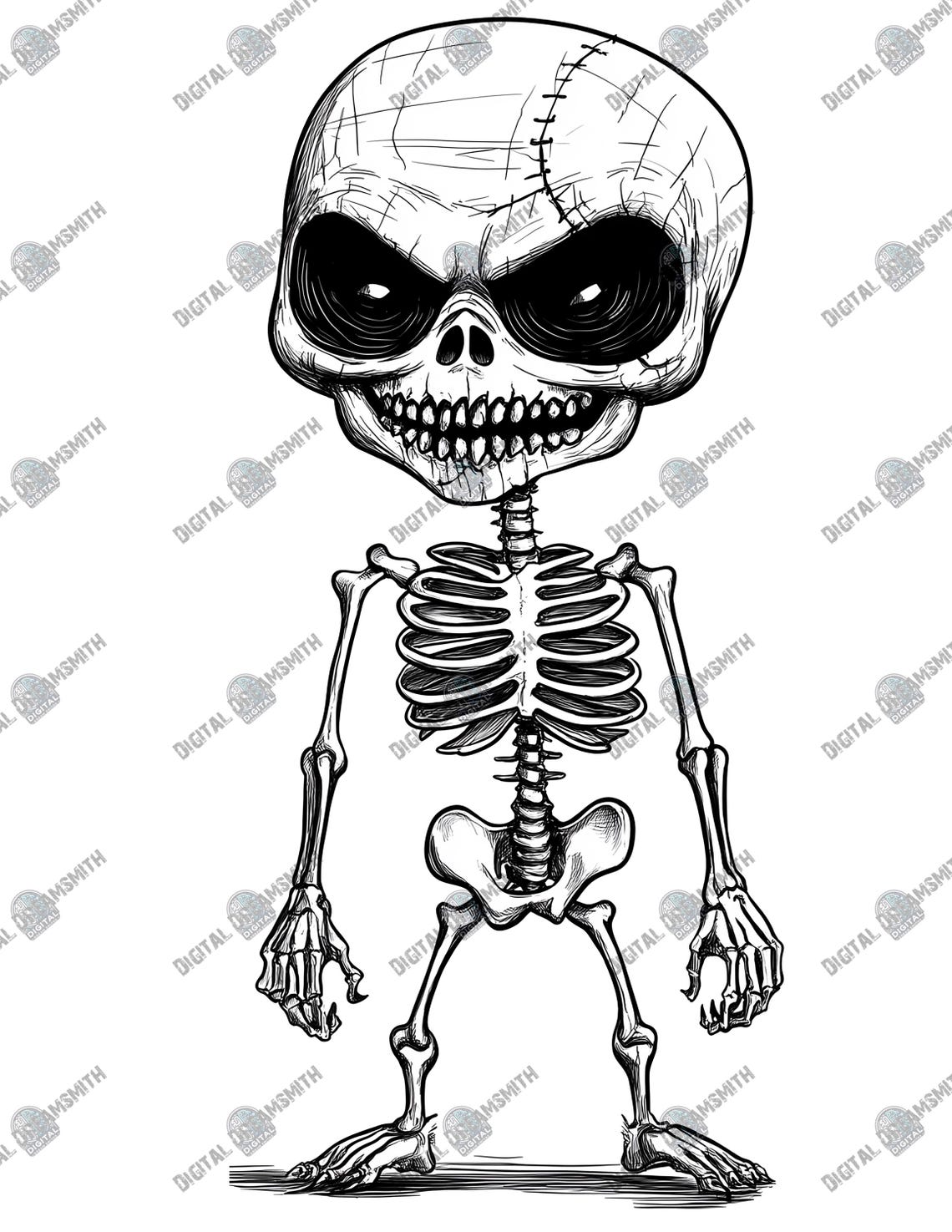 Digital Skeleton Coloring Page - Etsy