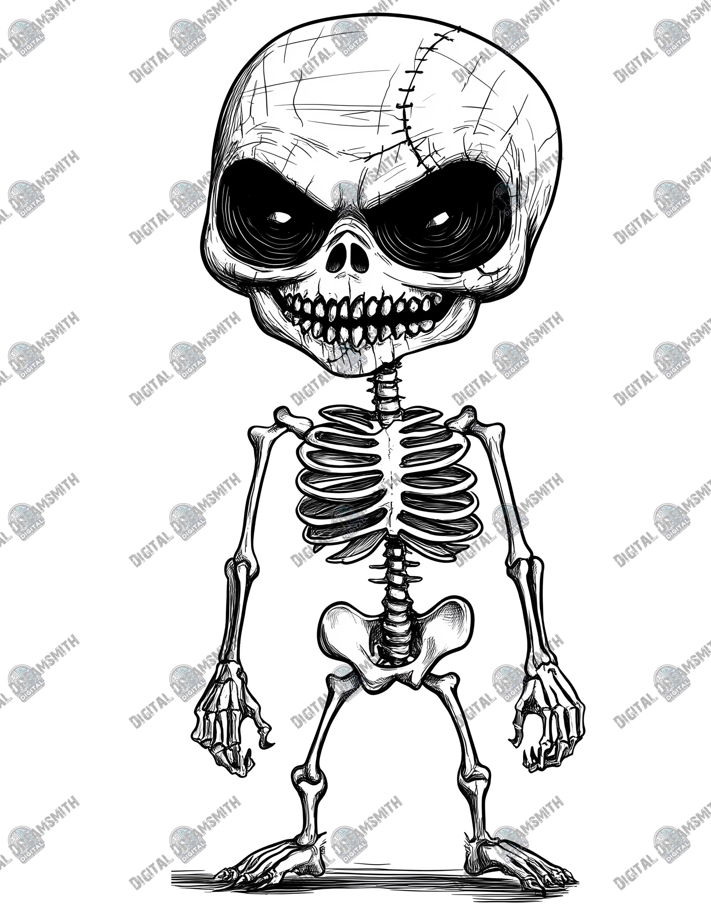 Digital Skeleton Coloring Page - Etsy