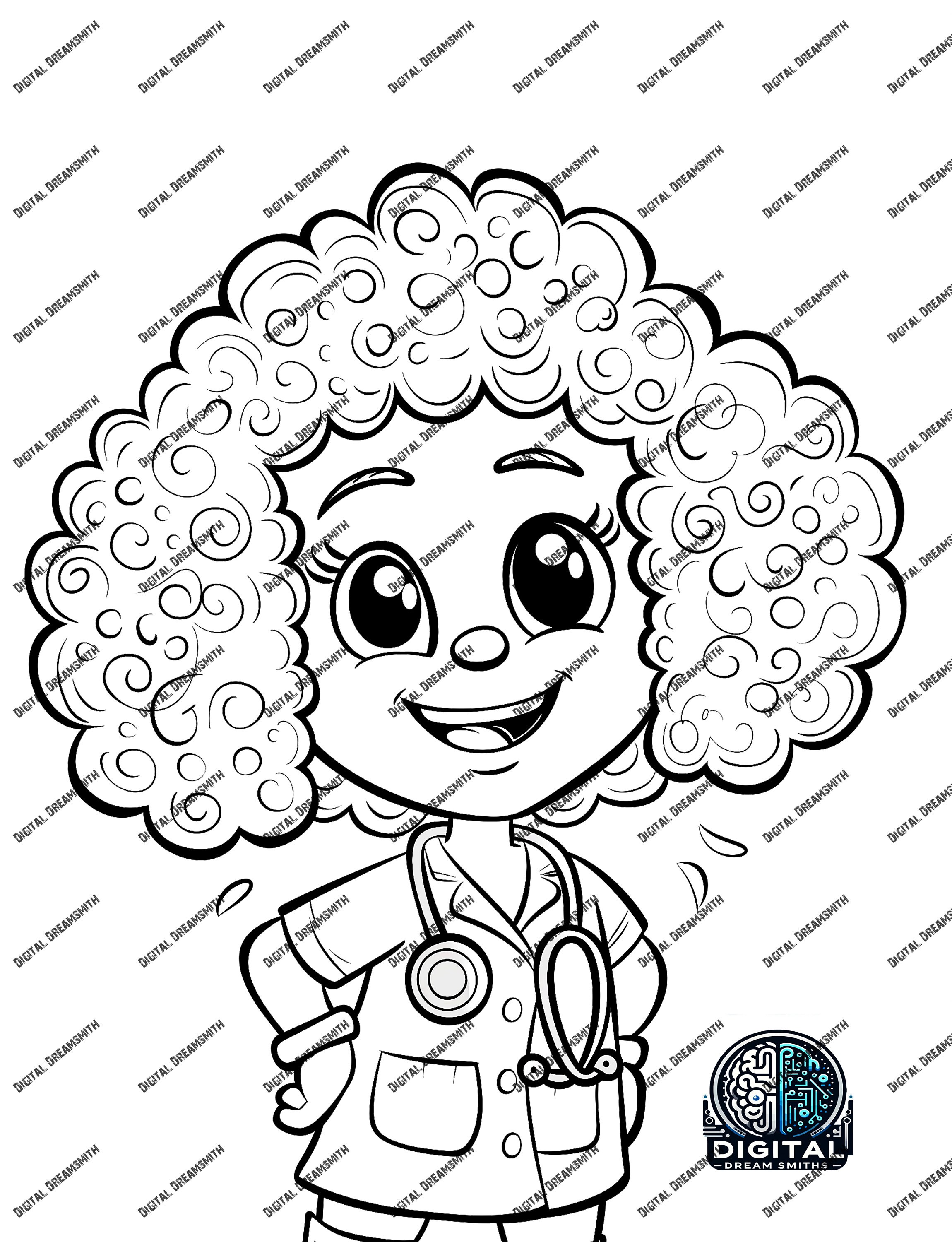 Printable Coloring Page, a Young Poodle Doctor. Activity Page ...