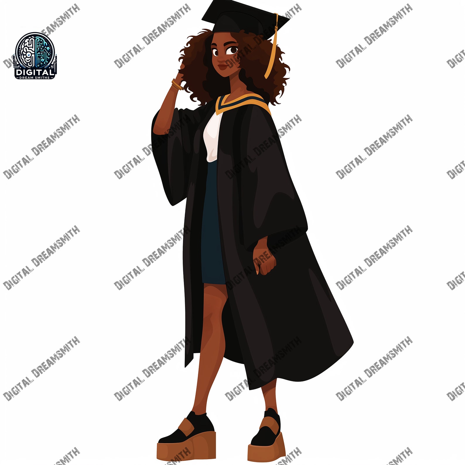 13 Pack Graduation Clip Art, Black Women Vector Graphics, Sublimation ...