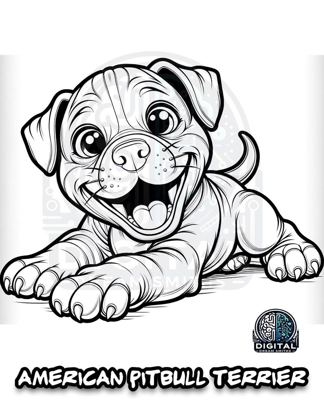 Charming Pitbull Puppy Coloring Page - Printable PDF for All Ages ...
