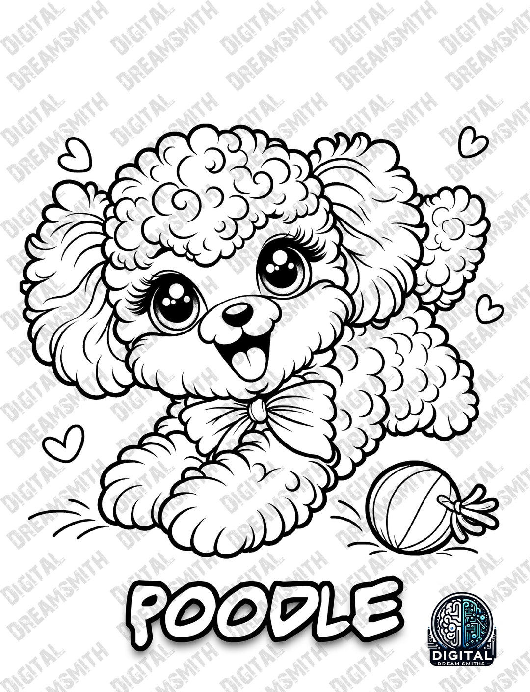 Charming Poodle Puppy Coloring Page - Printable PDF for All Ages ...