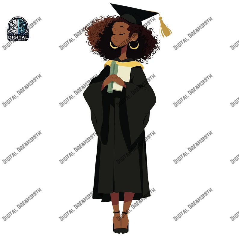 13 Pack Graduation Clip Art, Black Women Vector Graphics, Sublimation ...