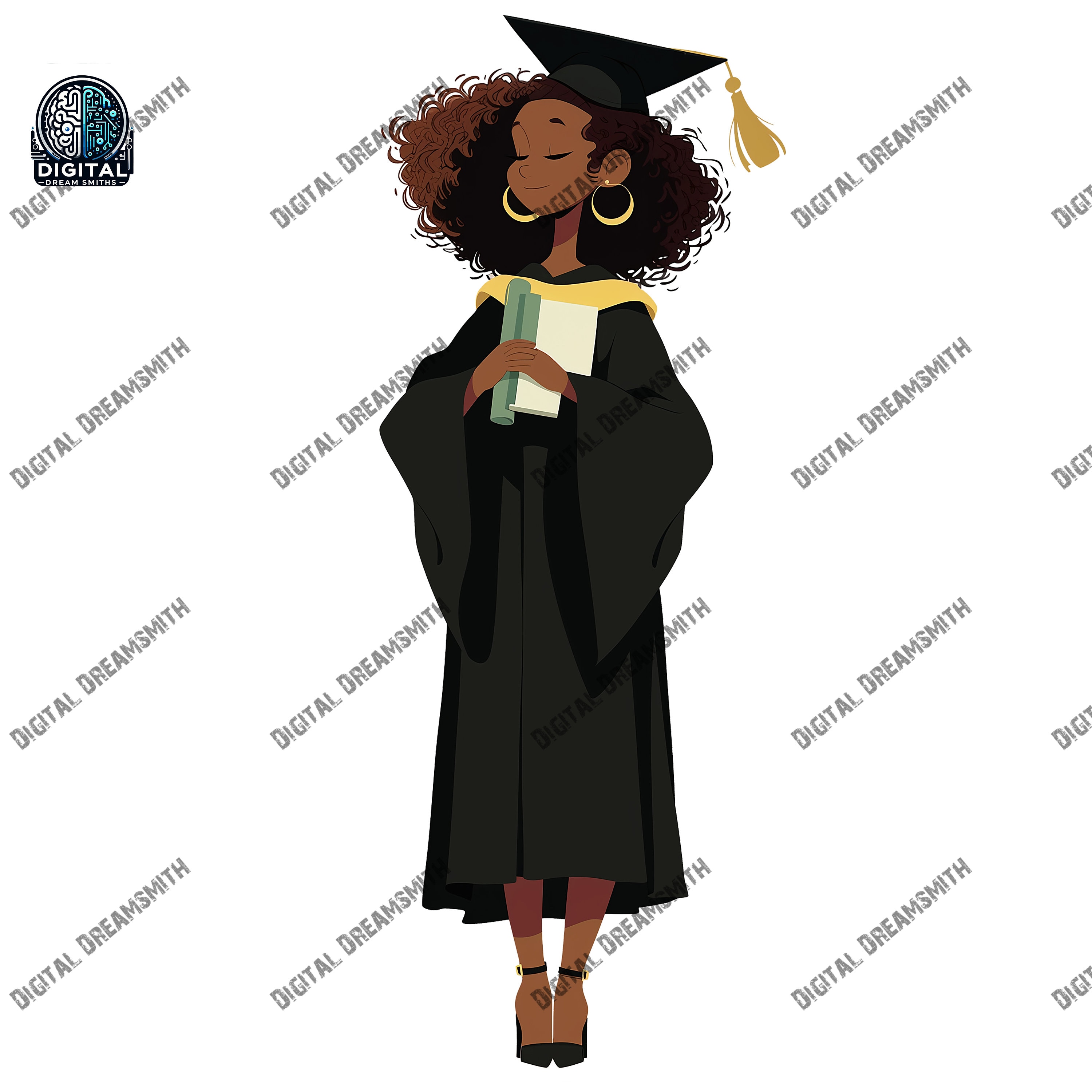 13 Pack Graduation Clip Art, Black Women Vector Graphics, Sublimation ...