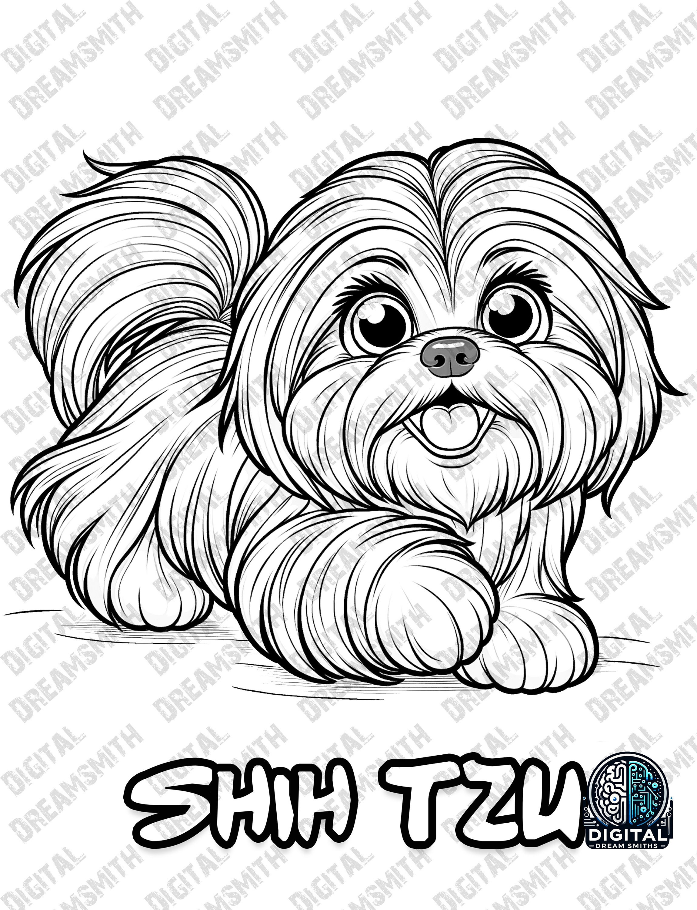 Charming Shih Tzu Puppy Coloring Page - Printable PDF for All Ages ...