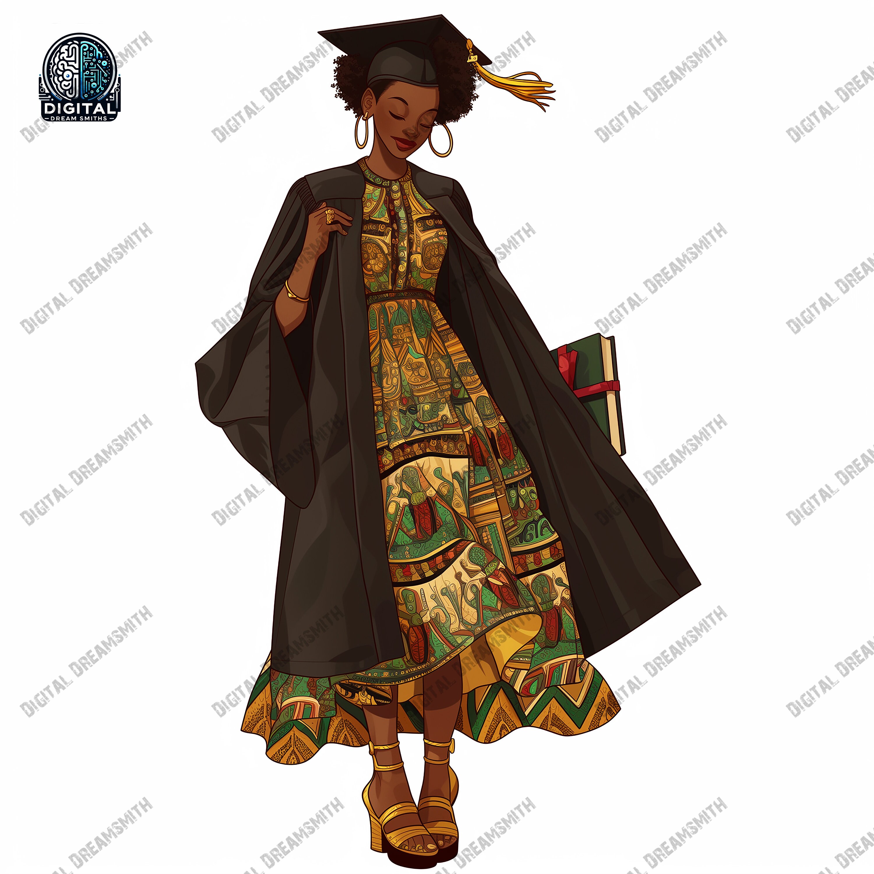 13 Pack Graduation Clip Art, Black Women Vector Graphics, Sublimation ...