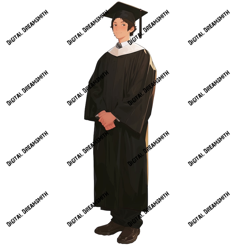 Boys Graduation Cap and Gown Clip Art, Diverse Students (PNG JPG) - Etsy