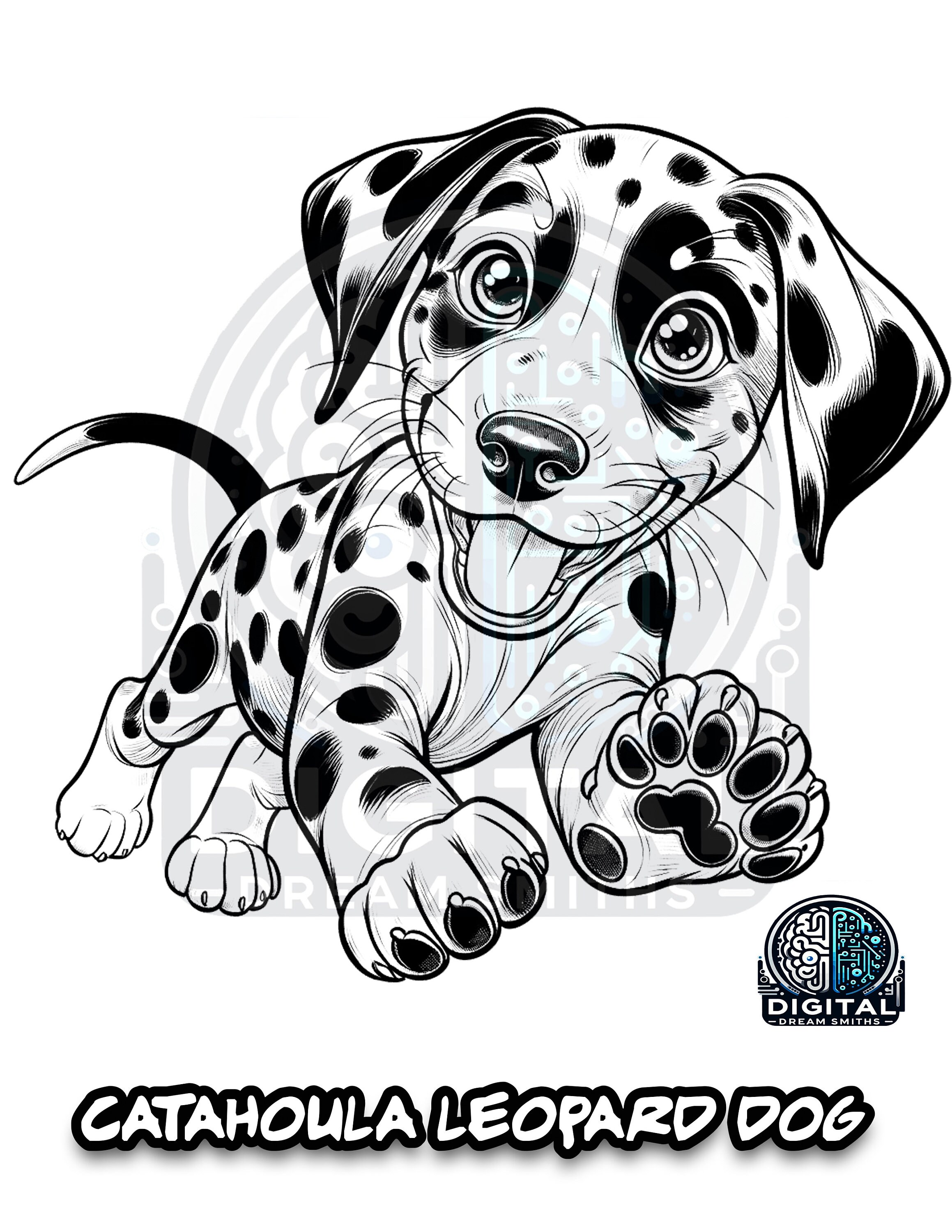 Charming Catahoula Leopard Puppy Coloring Page - Printable PDF for All ...