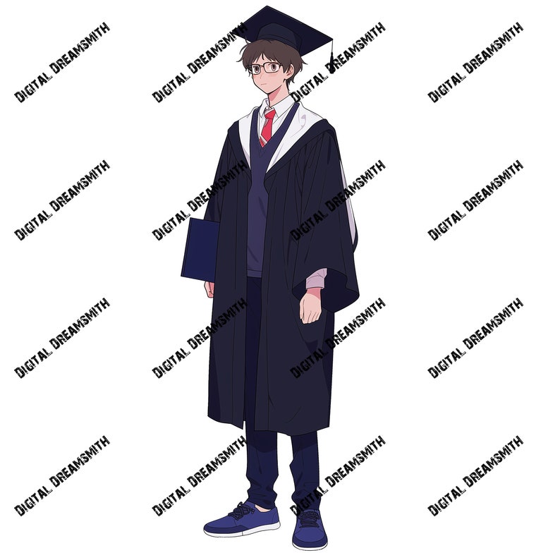Boys Graduation Cap and Gown Clip Art, Diverse Students (PNG JPG) - Etsy