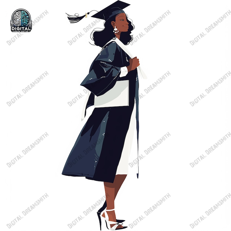 13 Pack Graduation Clip Art, Black Women Vector Graphics, Sublimation ...