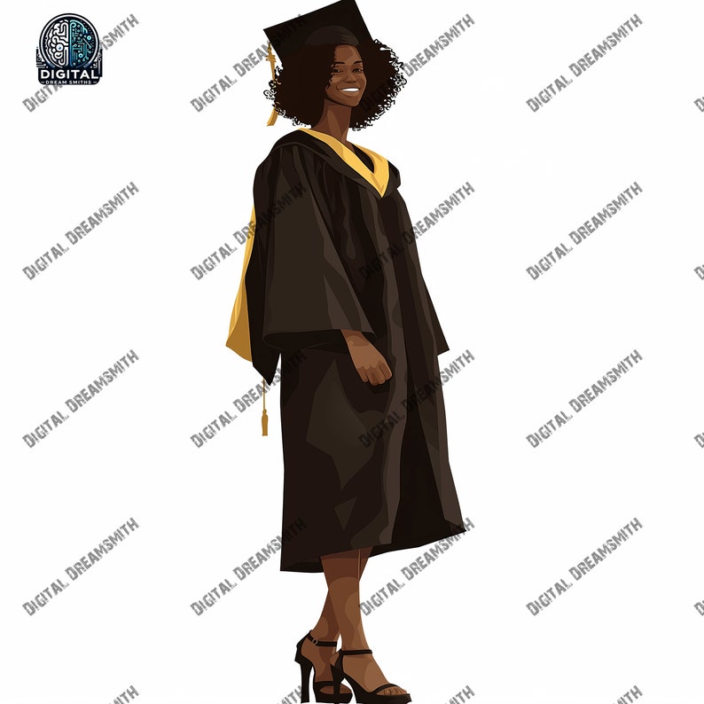 13 Pack Graduation Clip Art, Black Women Vector Graphics, Sublimation ...