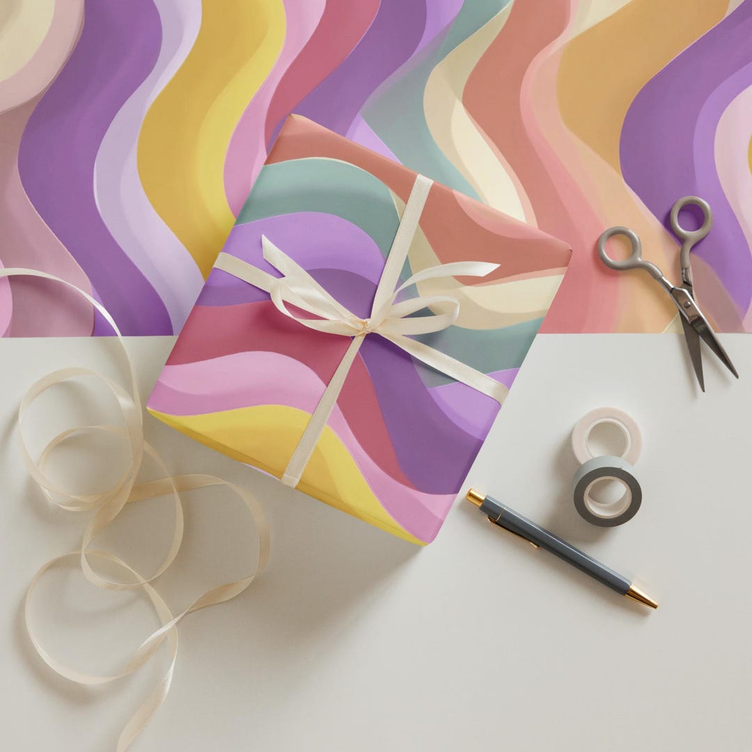 Pastel Abstract Gift Wrapping Paper Set of 3 | Modern Colorful Wrap ...