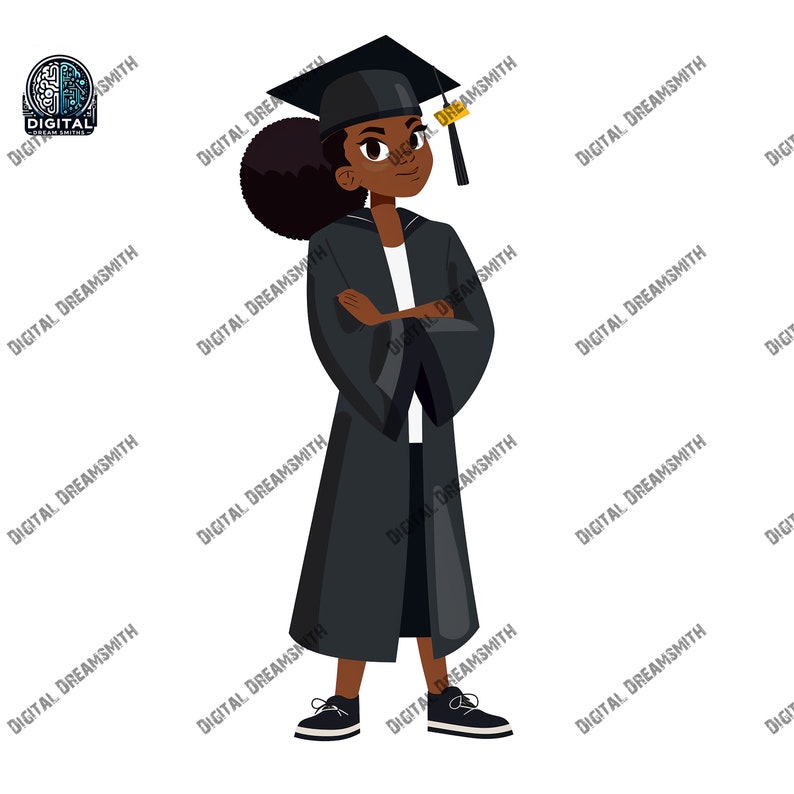 13 Pack Graduation Clip Art, Black Women Vector Graphics, Sublimation ...