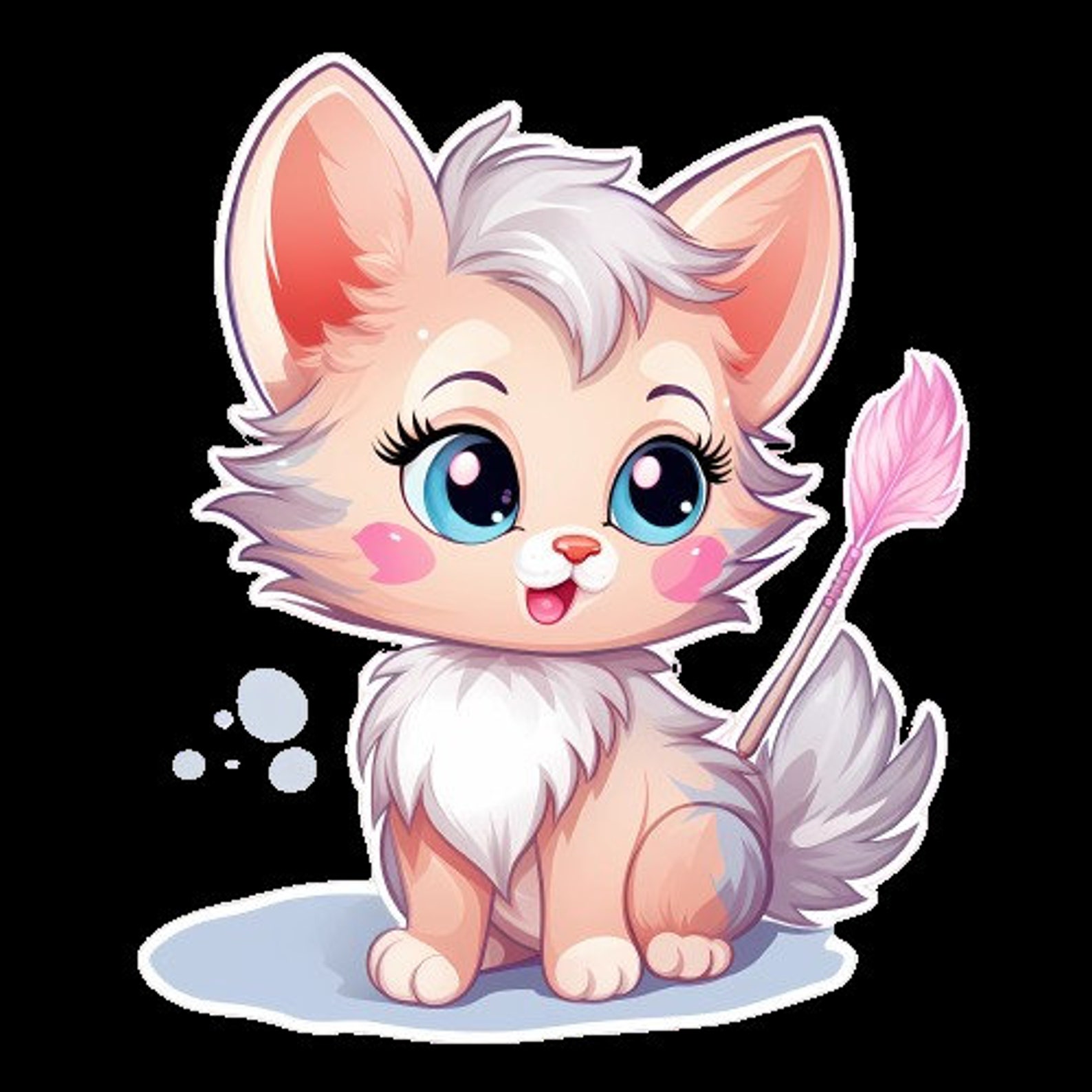 Twitch Emotes Subbadge Sticker of a Delighted Kitten Playing With a ...