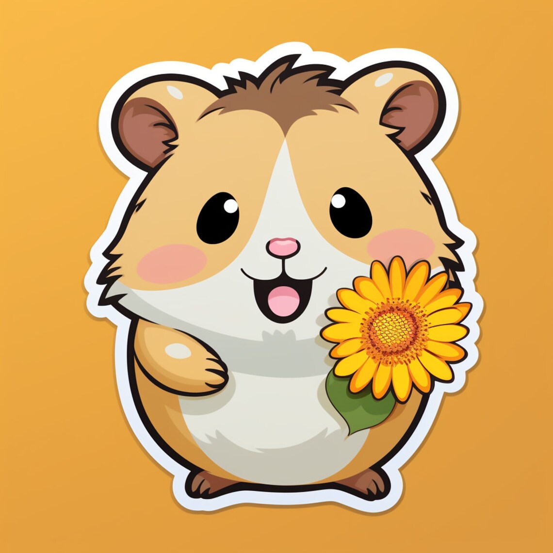 Twitch Subbadge Emote Sticker Smiling Hamster Enjoying a Sunflower Seed ...