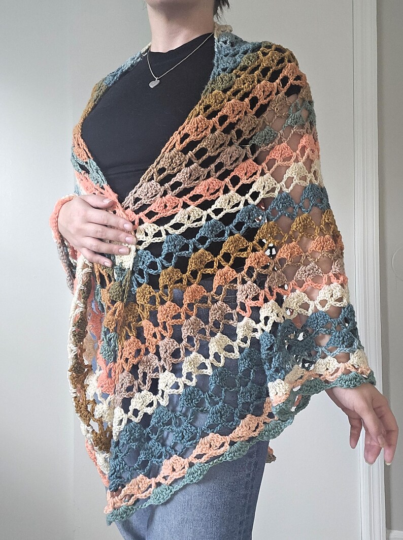 Crochet Multi-color Autumn Shawl - Etsy