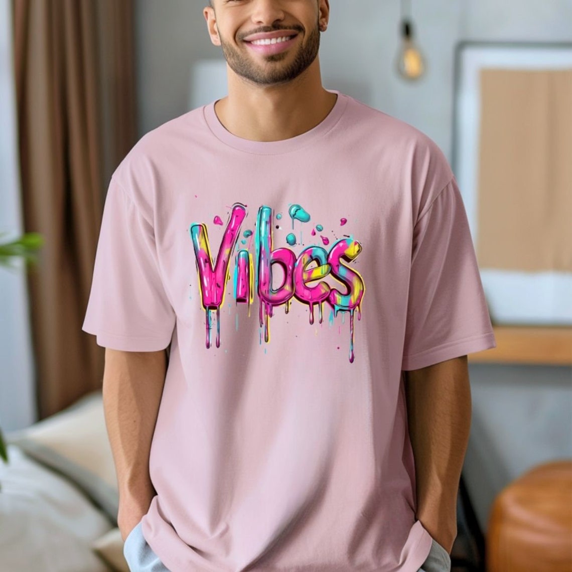 Colorful Drippy Vibes, Trendy Aesthetic, Hip-hop Graphic Tee Instant ...