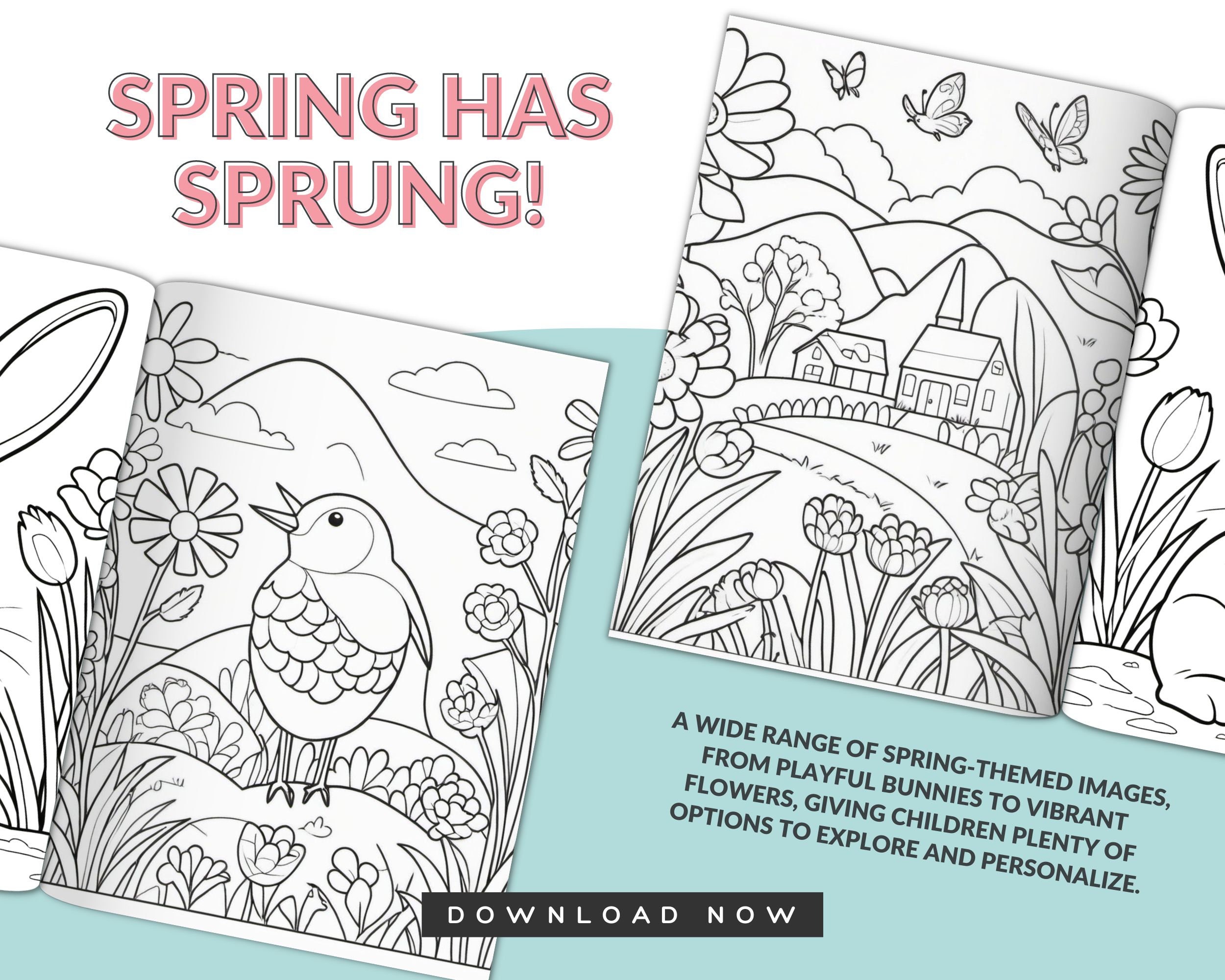 Spring Time Children's Coloring Book Bundle Perfect for Easter - Printable PDF - Etsy