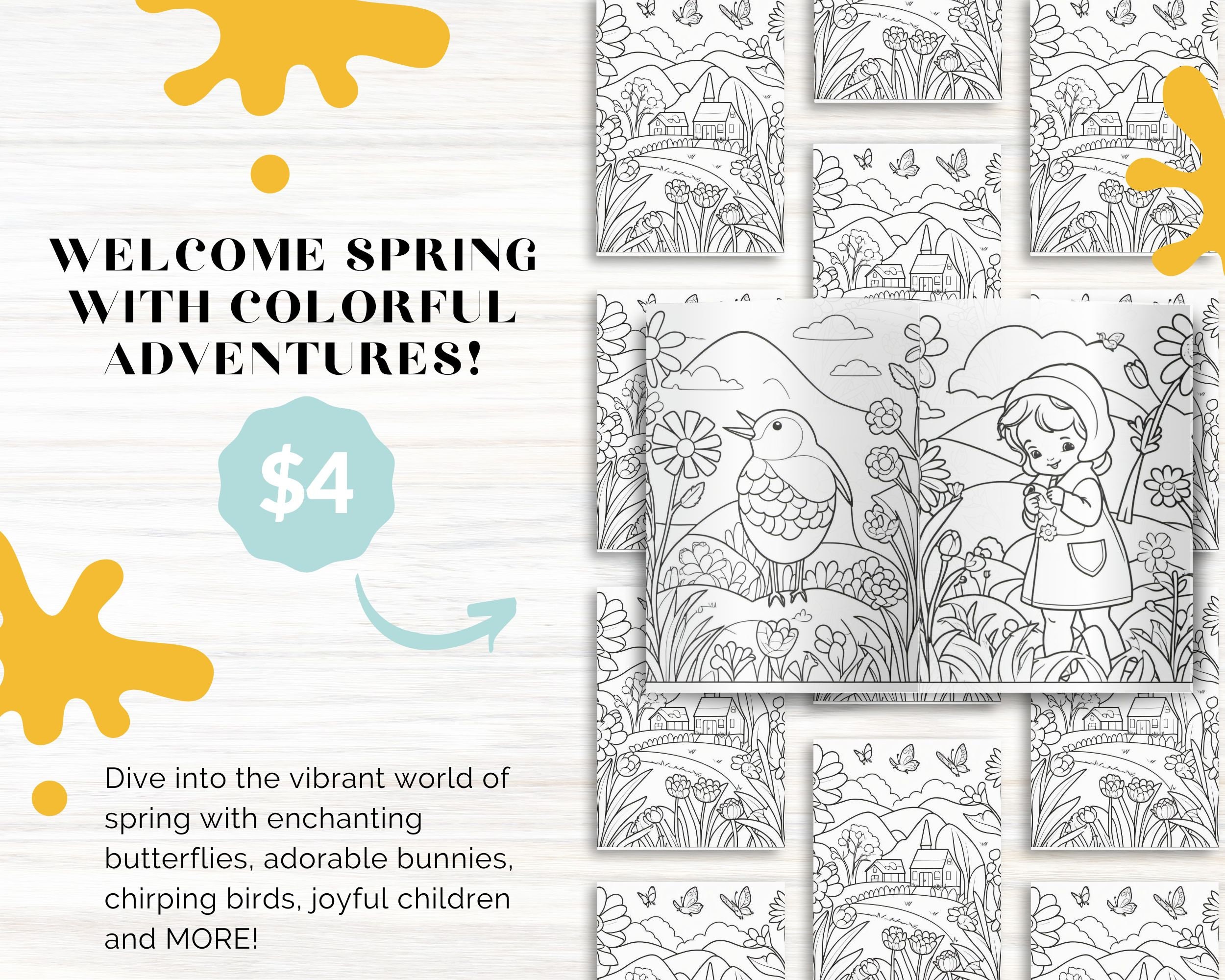 Spring Time Children's Coloring Book Bundle Perfect for Easter - Printable PDF - Etsy