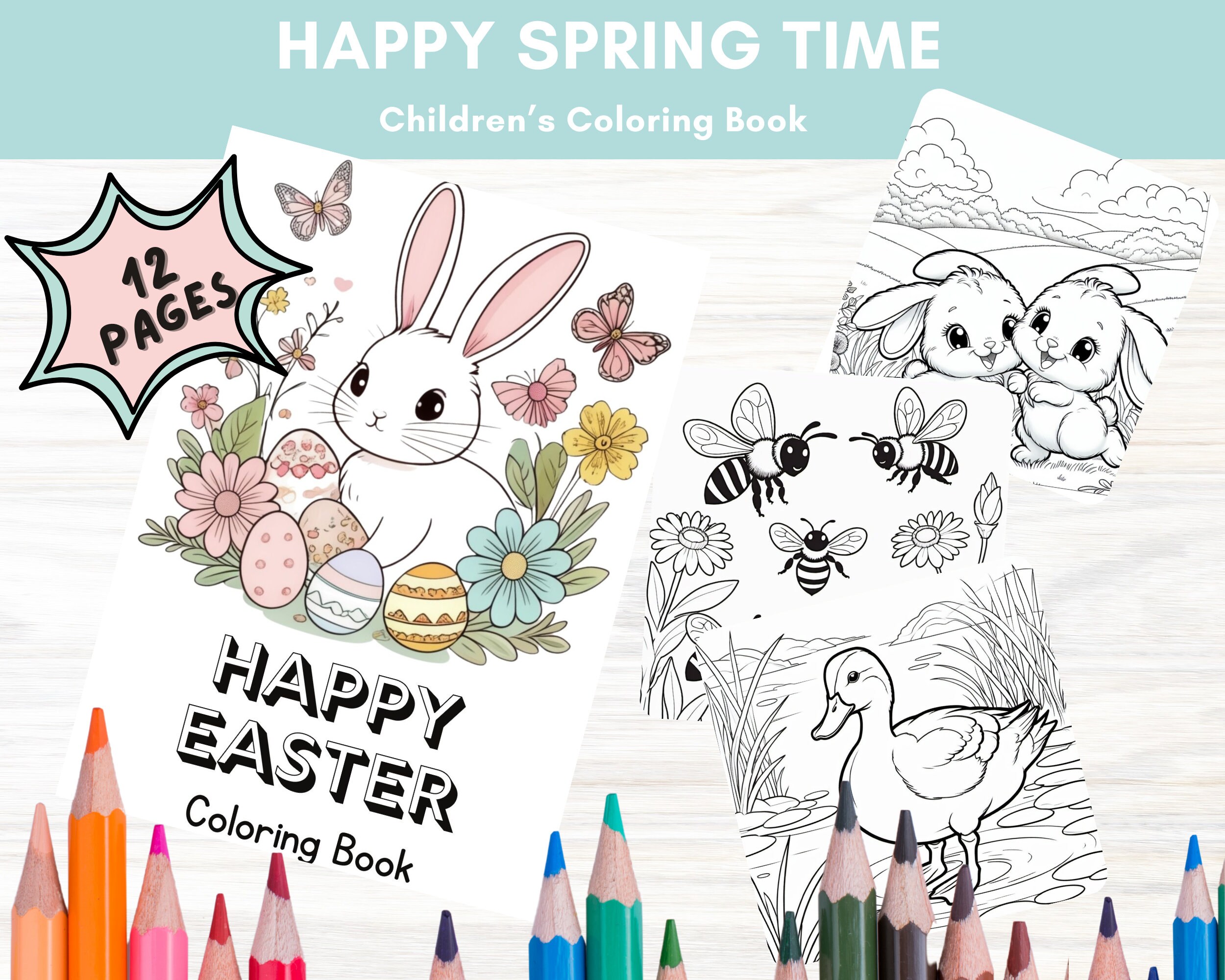 Spring Time Children's Coloring Book Bundle Perfect for Easter - Printable PDF - Etsy