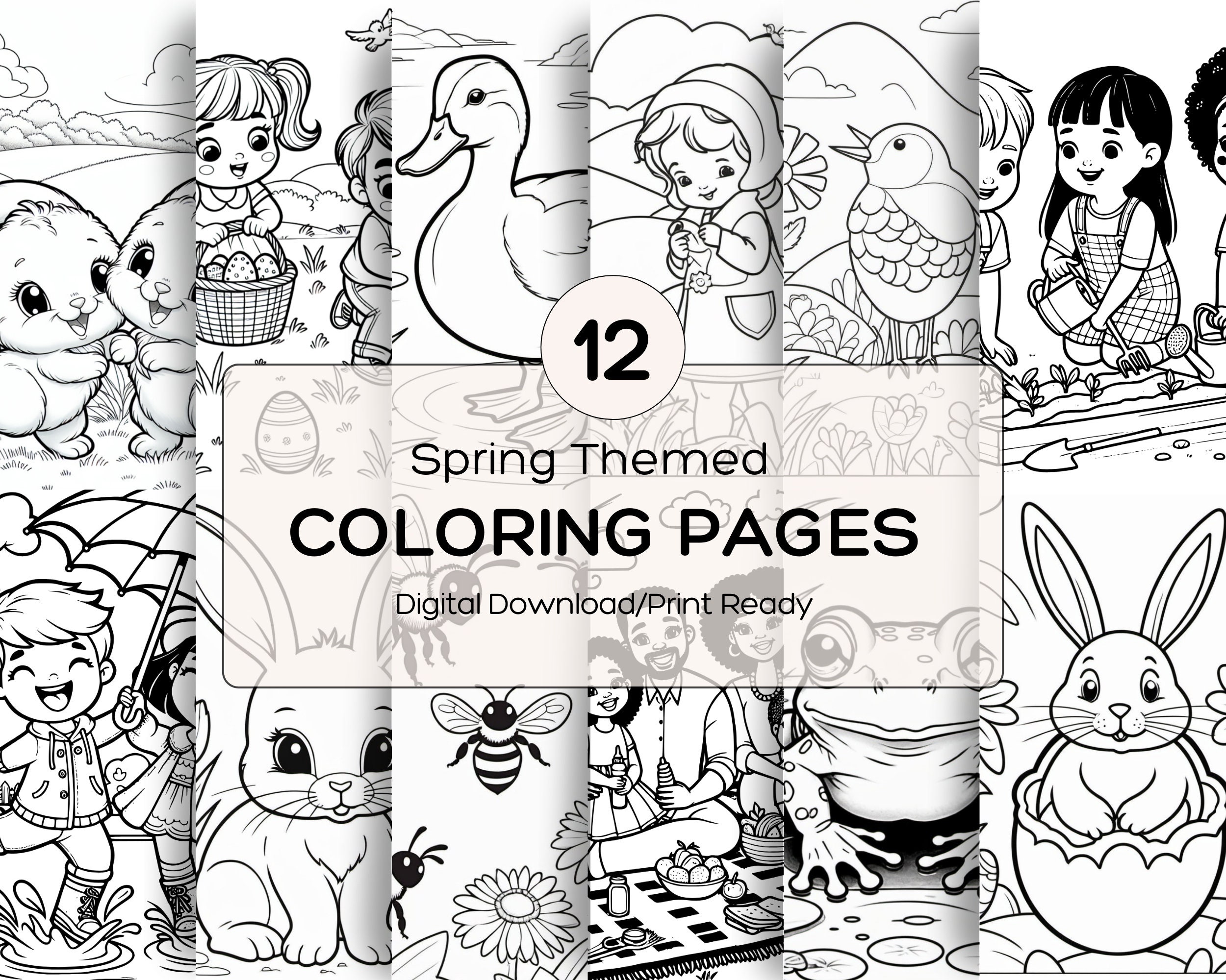 Spring Time Children's Coloring Book Bundle Perfect for Easter ...