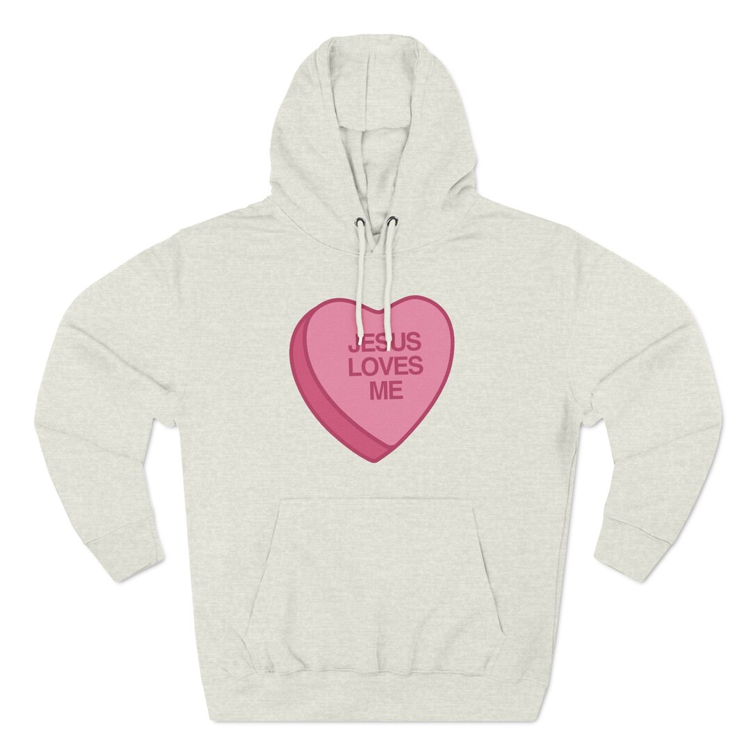 Jesus Loves Me" Christian-themed Three-panel Fleece Hoodie With Vibrant ...