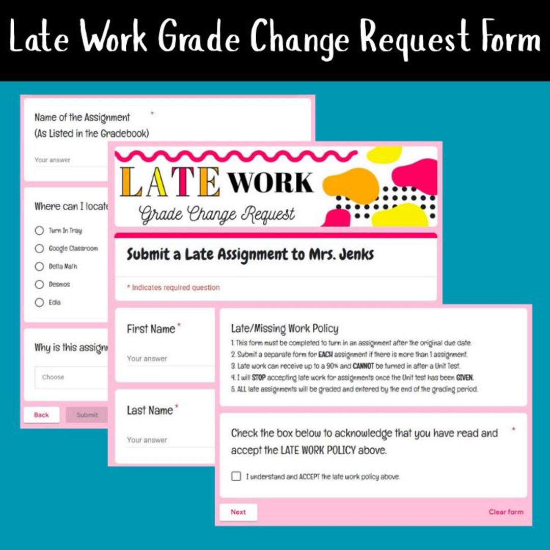 Late Work Form | Grade Change Request Form | Student Accountability and ...
