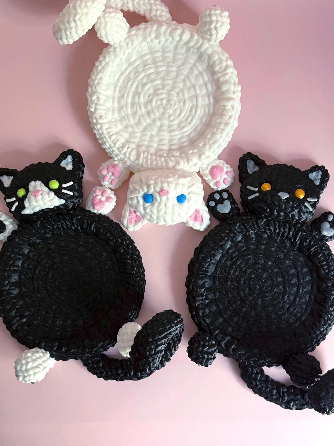 Solid Color Cat Knitted 3D Printed Coaster Tuxedo Cat - Etsy Canada