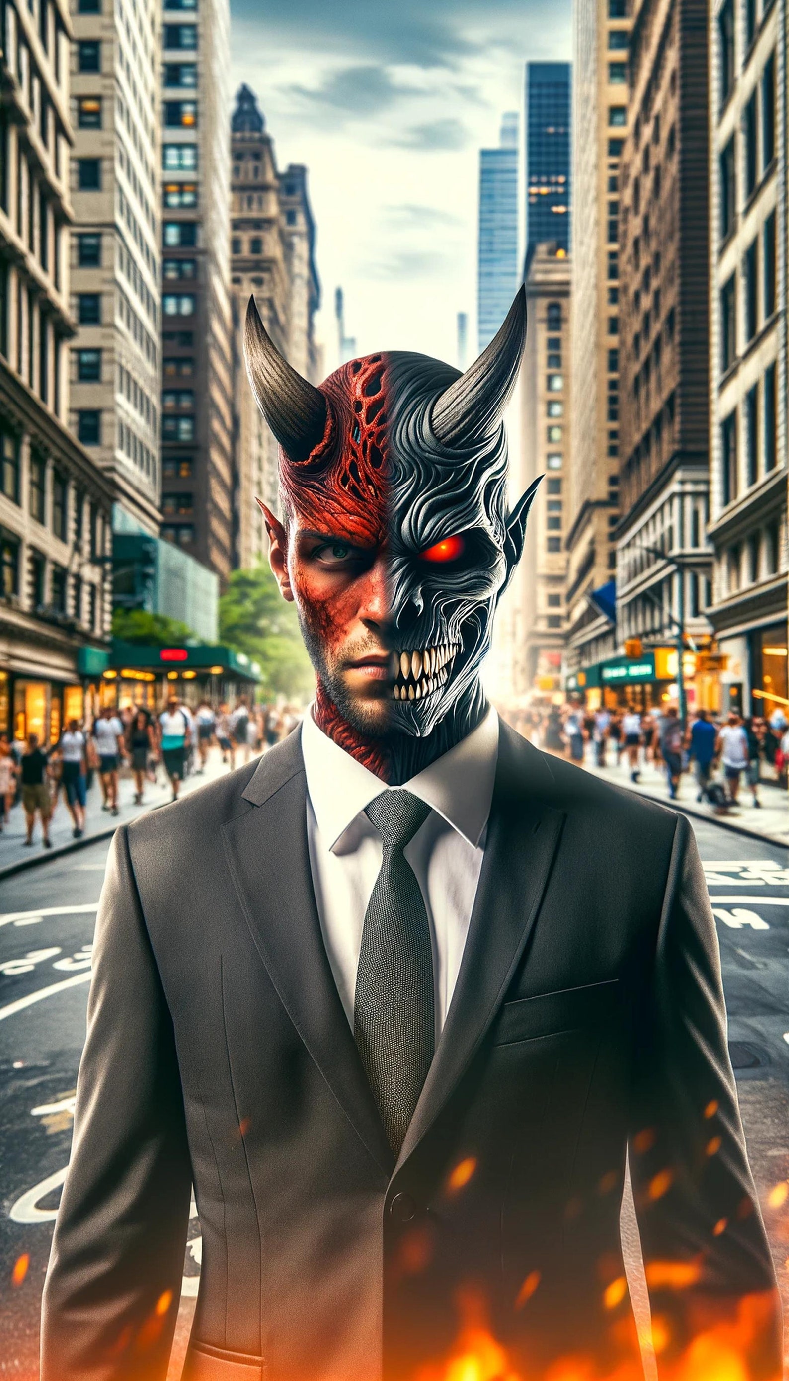Urban Demon: Half-demon, Half-human Stroll in the City" - Etsy