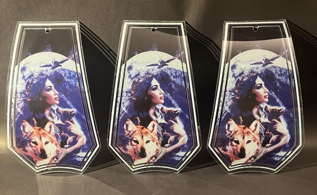 OK LIGHTING Touch Lamp Replacement Glass Panels (3) Woman Wolf Pack ...