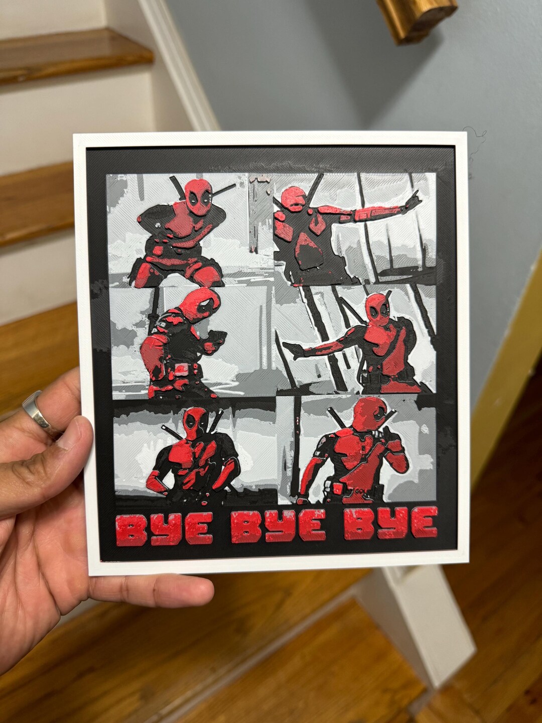 Dead Pool Bye Bye Bye - 3d Print Hue Forge Wall/desk Plate. 7” X 7” X 1 ...