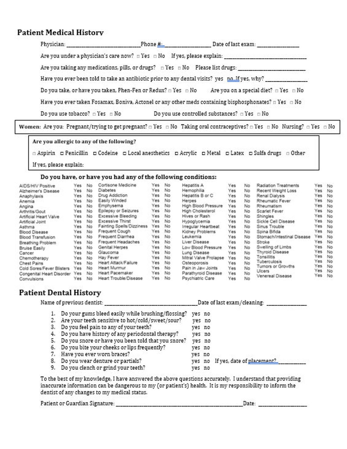Dental New Patient Forms - Etsy