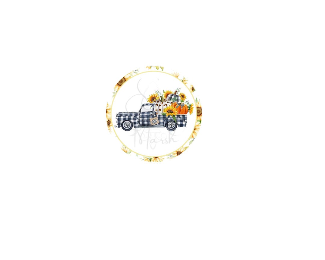 Fall Truck With Sunflower Border Car Freshie PNG, Fall Round Digital ...