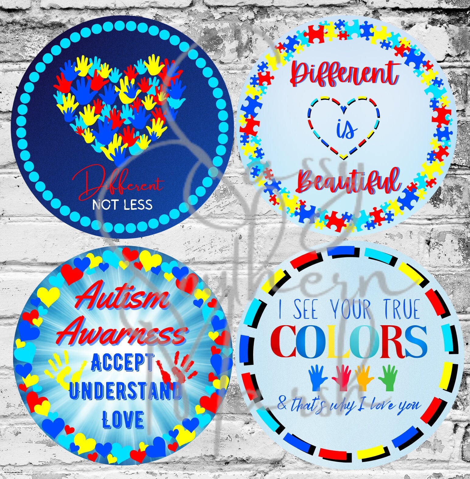 Autism Awareness Car Freshie PNG Bundle, Round Freshie Cardstock Images ...