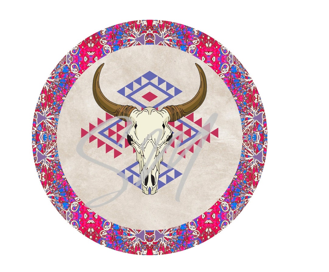 Aztec Bull Skull Freshie PNG, Bull Skull Freshie Cardstock, Car Freshie ...