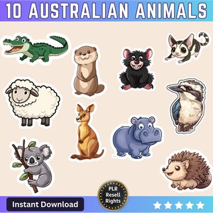 10 Printable Australian Animals Digital Icon Stickers Precropped Canva ...