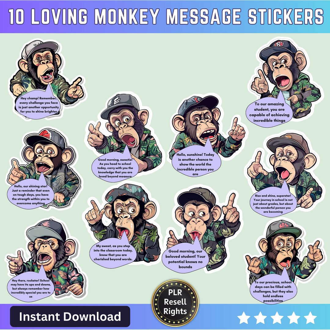 10 Loving Monkey Message Funny Character Precropped Canva PNG Download ...