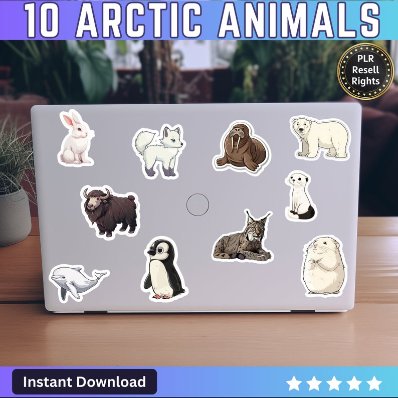 10 Printable Arctic Animals Digital Icon Stickers Precropped Canva PNG ...