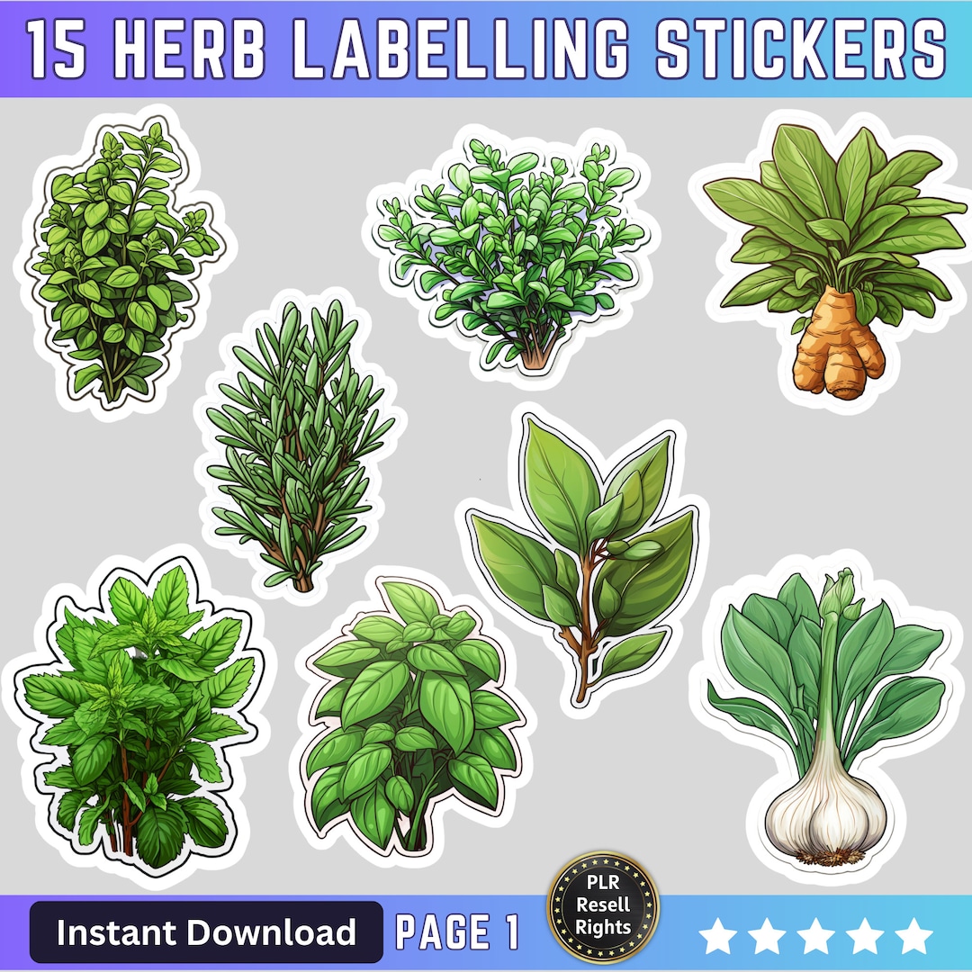 15 Herb Labelling Digital Icon Stickers Precropped Canva PNG Download ...