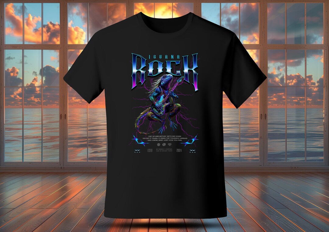 Iguana Rock T-shirt, I Want to Rock, Psychedelic Rock Shirt, Funny ...