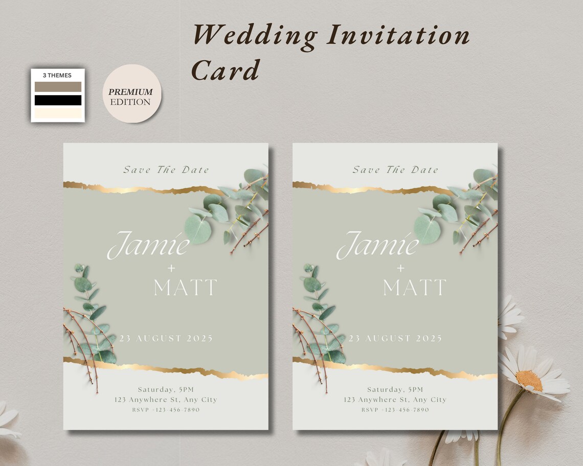 Sage Green Aesthetic Save the Date Wedding Template, Blush Pink and ...