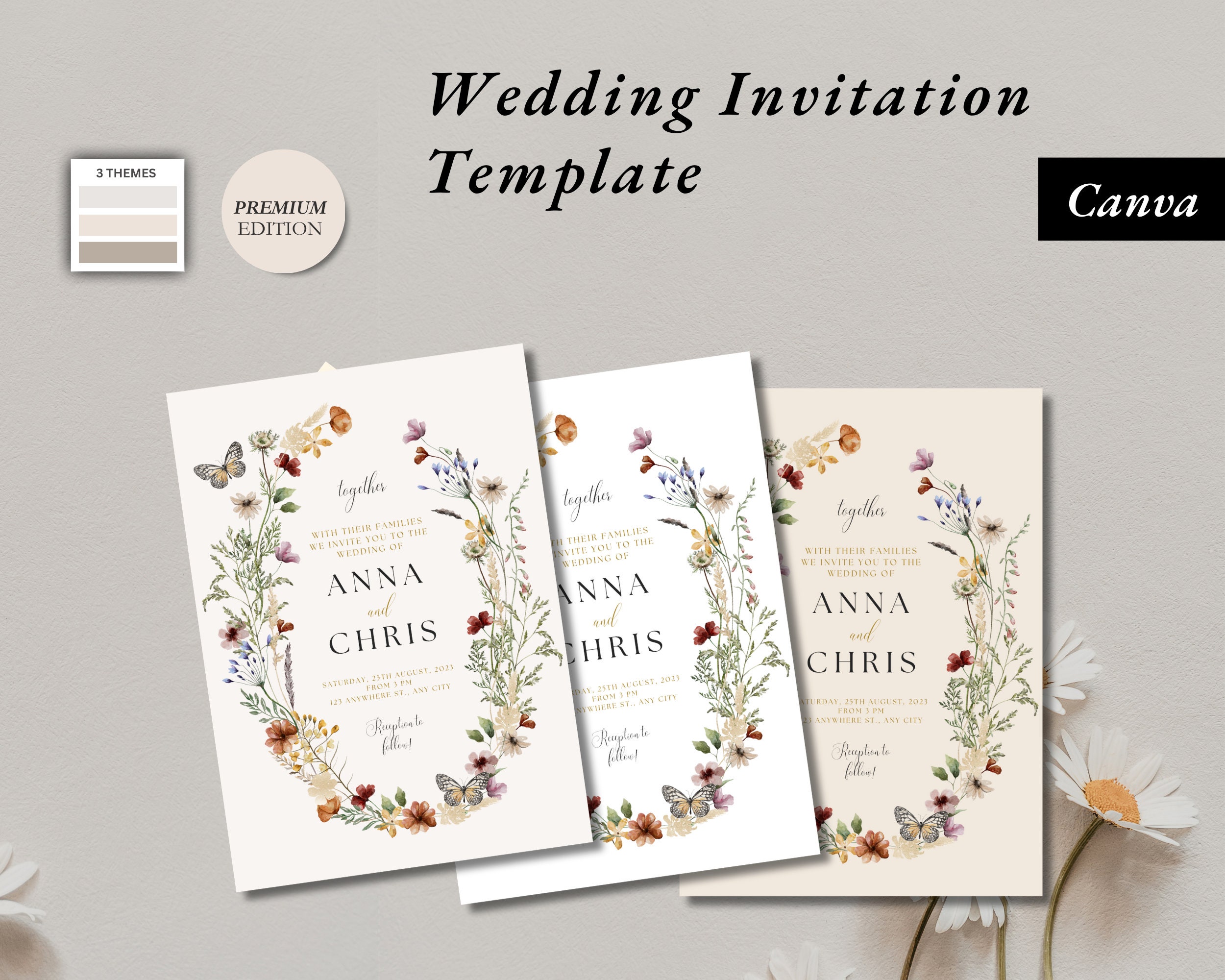 Elegance Wedding Invitation, Template Minimalist Wedding Invitation ...