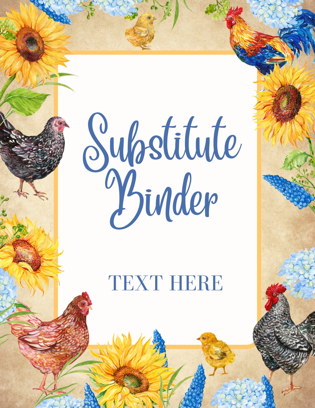 Farmhouse/chicken/sunflower Binder Covers, Spine Covers and Hall Passes ...