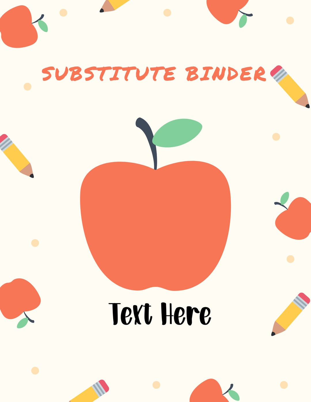 Apple Binder Cover, Spine Cover, and Hall Passes - Etsy