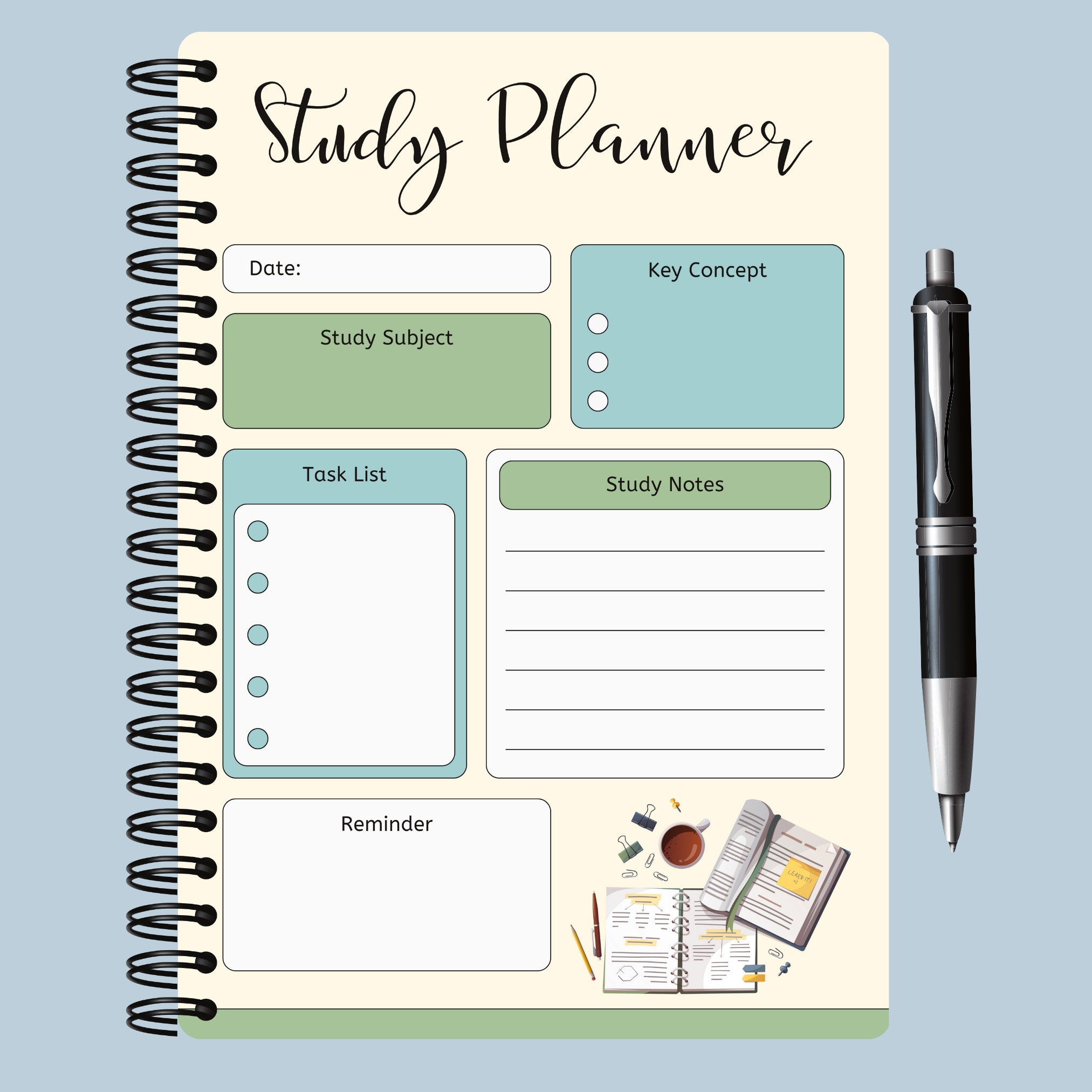 Printable Study Planner,lesson Template Planner, Weekly, Daily Plans ...