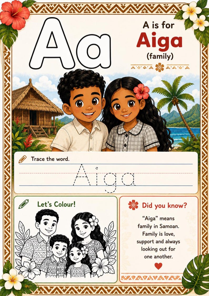 Samoan Alphabet Book | Cultural Learning Activity for Kids (digital ...
