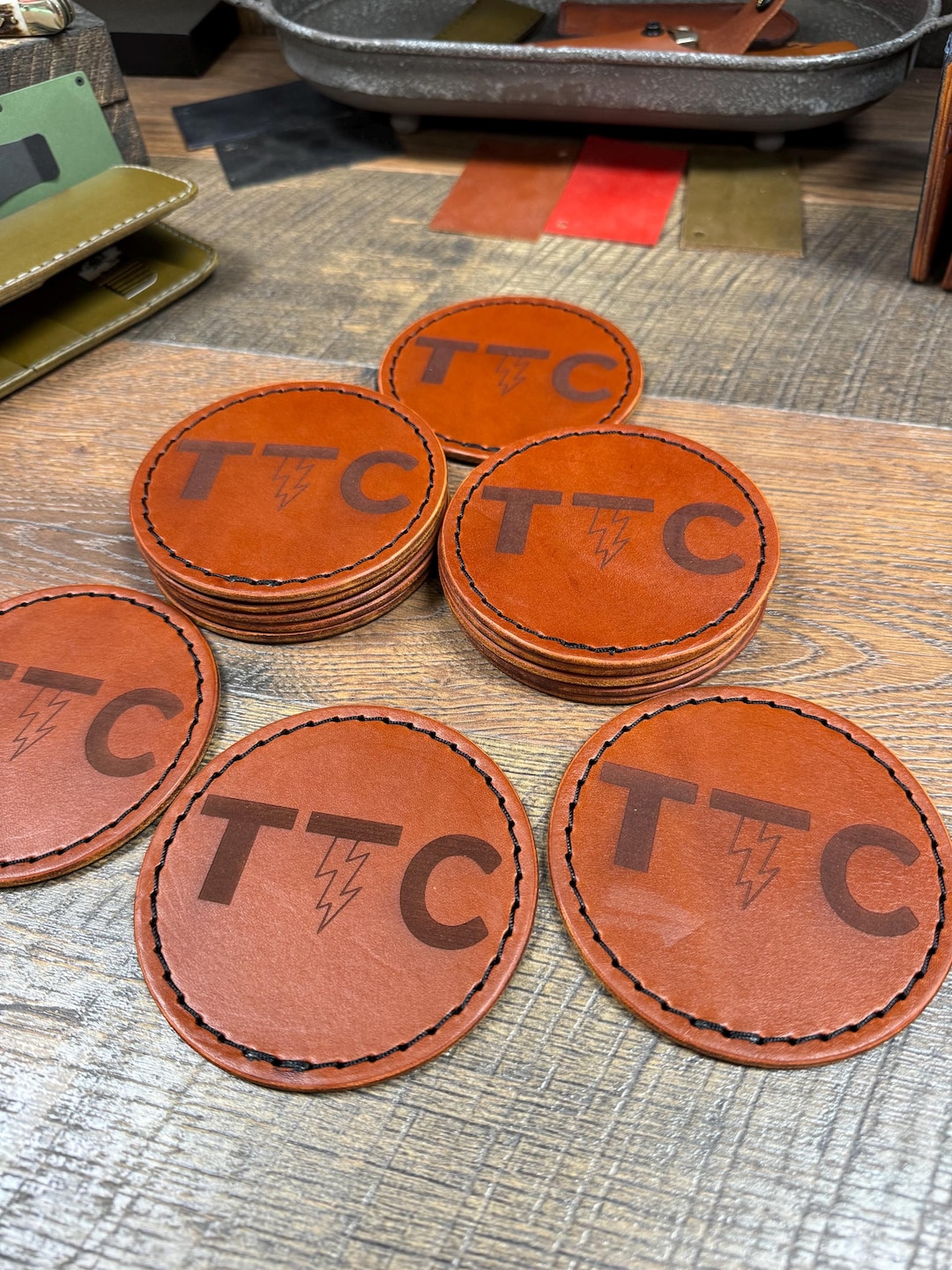 Personalized Leather Coaster, Custom Leather Coasters, Hand Made ...